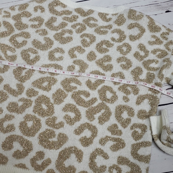 Belldini | Sweaters | Belldini M Sweater Animal Print Winter White Gold ...